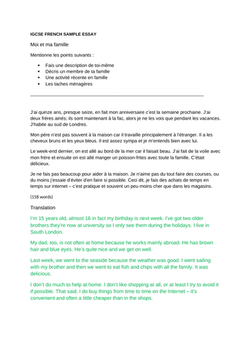 FRENCH GCSE Unit 2 : Family and Friends, Description & Relationships ...