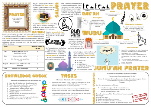Islam: How and Why do Muslims Pray (Salah) Task Mat | Teaching Resources
