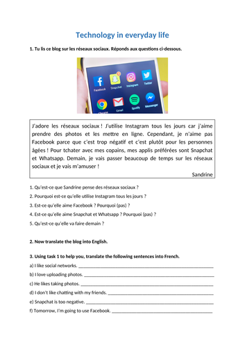 Key Stage 3 French - Technology - GCSE-style activities (2018 ...