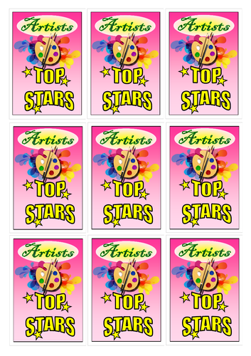 Famous ARTISTS Top Stars Card Game set of 27 Art End of Term Activity ...