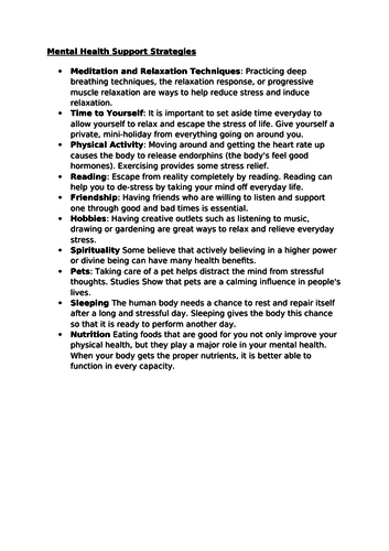 PSHE Mental Health | Teaching Resources