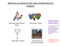 Types of leadership tasks (Business Studies) | Teaching Resources