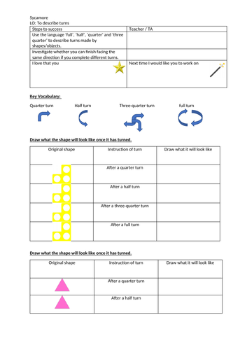 KS1 Maths position and turns | Teaching Resources
