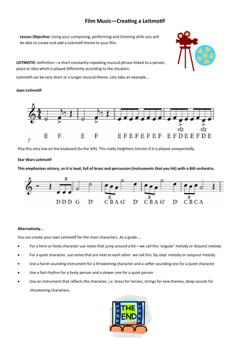Film Music - PDF format - performing Leitmotif | Teaching Resources