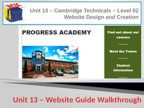 Cambridge Technicals - IT - Level 02 - Unit 13 - Creating Websites - T ...