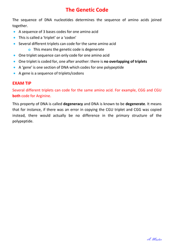 Genetic Code | Teaching Resources