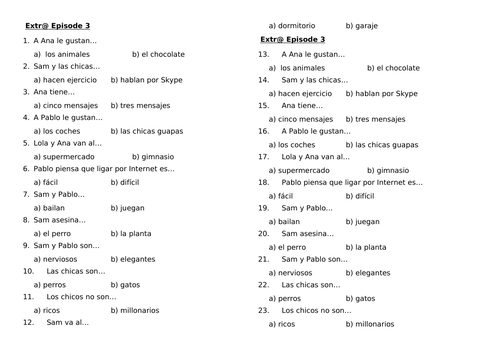 Extr@ en espanol worksheets | Teaching Resources
