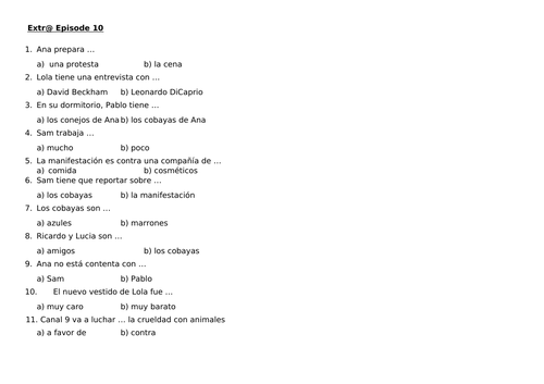 Extr@ en espanol worksheets | Teaching Resources