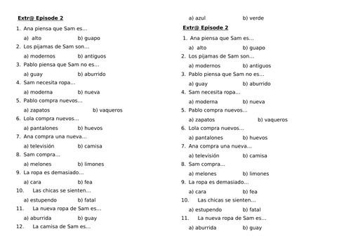 Extr@ en espanol worksheets | Teaching Resources