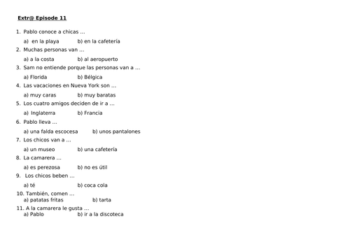 Extr@ en espanol worksheets | Teaching Resources