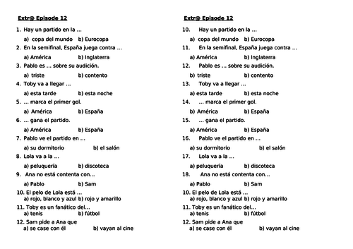 Extr@ en espanol worksheets | Teaching Resources