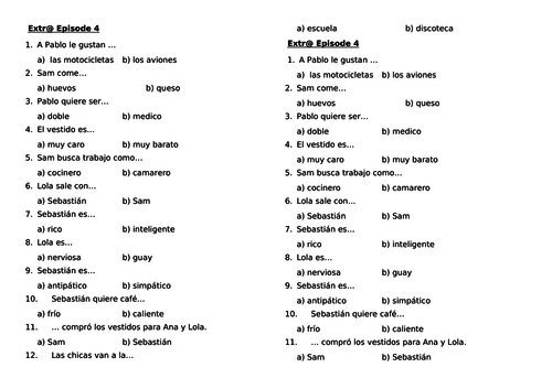 Extr@ en espanol worksheets | Teaching Resources