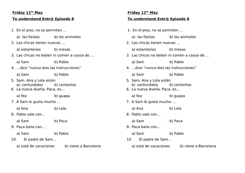 Extr@ en espanol worksheets | Teaching Resources