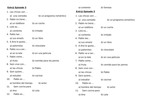 Extr@ en espanol worksheets | Teaching Resources