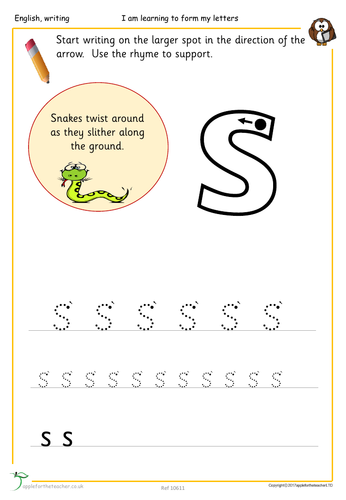 Handwriting Sheets SATPIN with memorable rhymes FREE EYFS KS1 ...