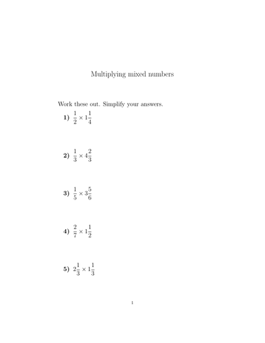 Multiplying mixed numbers worksheet no 2 (with solutions) | Teaching ...