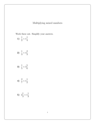 Multiplying mixed numbers worksheet no 2 (with solutions) | Teaching ...