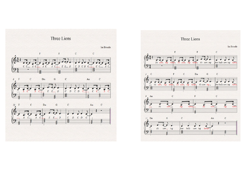 Three Lions for piano - It's Coming Home -World Cup 2018 - Worksheet | Teaching Resources