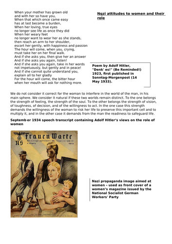 Women, Children + Workers in Nazi Germany | Teaching Resources