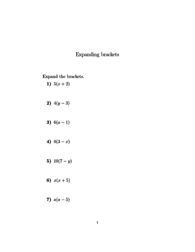 Expanding brackets worksheet (with solutions) | Teaching Resources