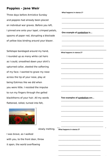 Conflict Poetry - Poppies: Introductory Lesson Symbolism and ...