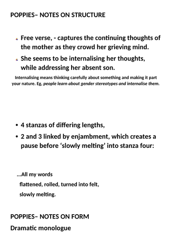 Conflict Poetry - Poppies: Lesson 2 - Language, Form, Structure ...