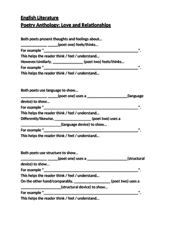 Love and Relationships Poetry Anthology- EAL Resources | Teaching Resources