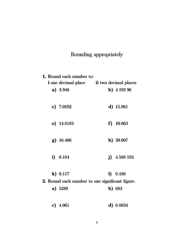 Rounding appropriately worksheet (with solutions) | Teaching Resources