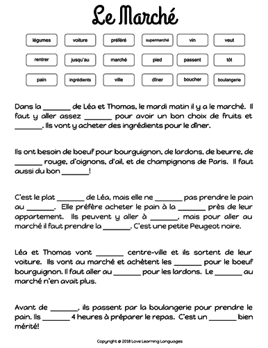 French reading comprehension texts and questions for lower intermediate ...