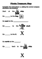 Pirate Treasure Map - Practising compass directions and instructions ...
