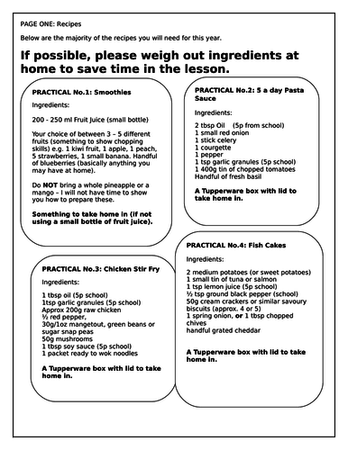 Year 7 Cooking and Nutrition Basic Skills | Teaching Resources