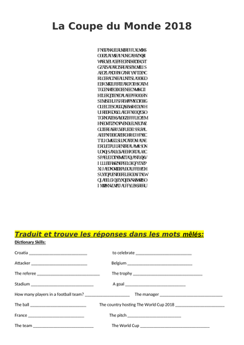 La Coupe du Monde - World Cup 2018 - varied level wordsearch | Teaching ...