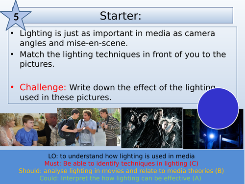 Media Studies - Lighting and sound lessons | Teaching Resources