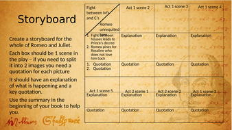 Romeo and Juliet Storyboard | Teaching Resources