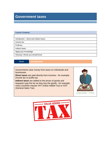 Government taxes | Teaching Resources
