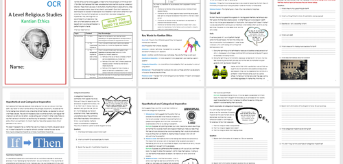 OCR: Religion and Ethics: Kantian Ethics Work Book | Teaching Resources