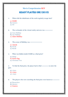 Movie Ready Player One 2018 comprehension Worksheet with Key | Teaching ...