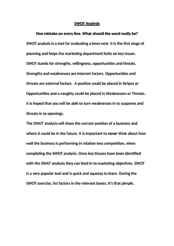 SWOT Analysis GCSE Business 9-1 | Teaching Resources