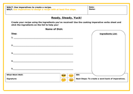 Imperative Verbs (Cooking)- Instructions | Teaching Resources