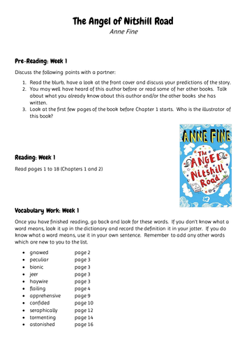 The Angel of Nitshill Road by Anne Fine - Unit of Work | Teaching Resources