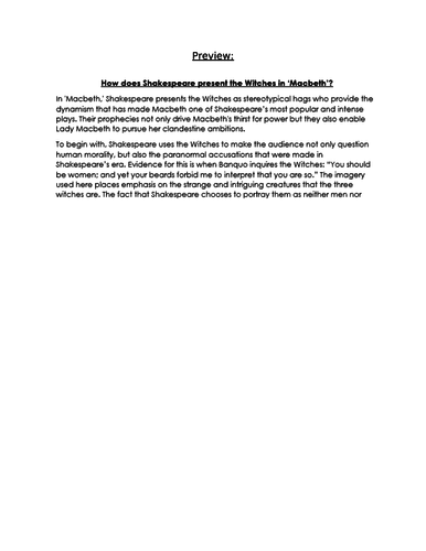 MACBETH ESSAYS ON CHARACTERS NEW GCSE 9-1 ENGLISH LITERATURE | Teaching ...