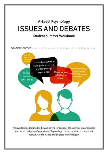 Issues and debates introduction workbook for AQA A level psychology ... Issues and debates introduction workbook for AQA A level psychology ...