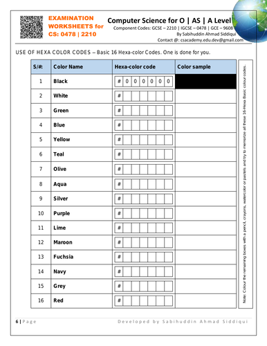 Exam Worksheet: Computer Science for IGCSE | GCSE (0478 | 2210) Page 6 ...