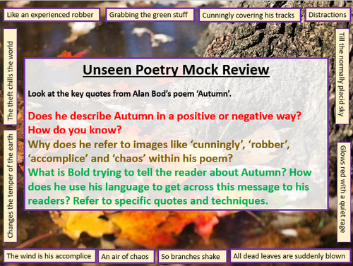 Unseen Poetry - Mock Exam Review | Teaching Resources