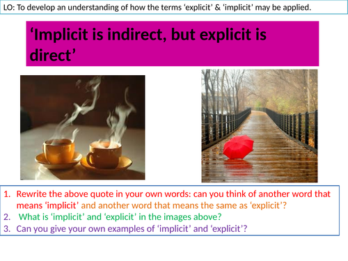 Explicit and Implicit KS3 | Teaching Resources