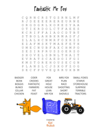 Wordsearch puzzle for Fantastic Mr Fox - Roald Dahl (30 words ...