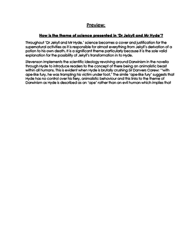 DR JEKYLL & MR HYDE ESSAYS ON ALL CHARACTERS, THEMES, SETTING + TENSION ...