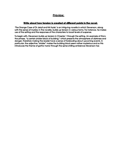 EXEMPLAR ESSAY on TENSION in 'Dr Jekyll and Mr Hyde' NEW 9-1 GCSE ...