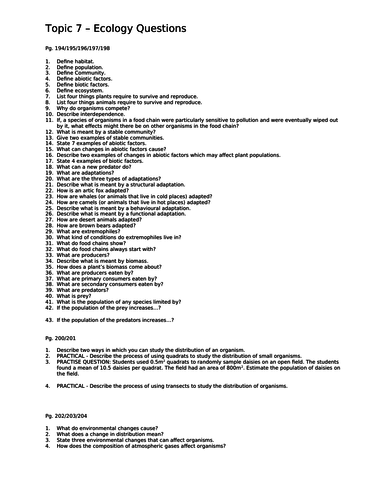 Ecology Paper 2 NEW AQA 9-1 GCSE BIOLOGY ALL POSSIBLE QUESTIONS ...