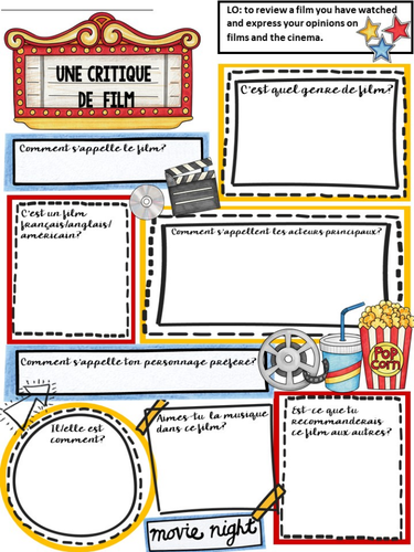 French Film Review Sheet and PowerPoint | Teaching Resources